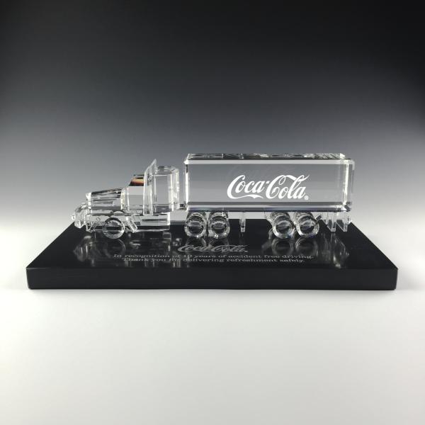 CK3122. COCA-COLA CRYSTAL TRUCK - LARGE W/BASE : Awards Atlanta